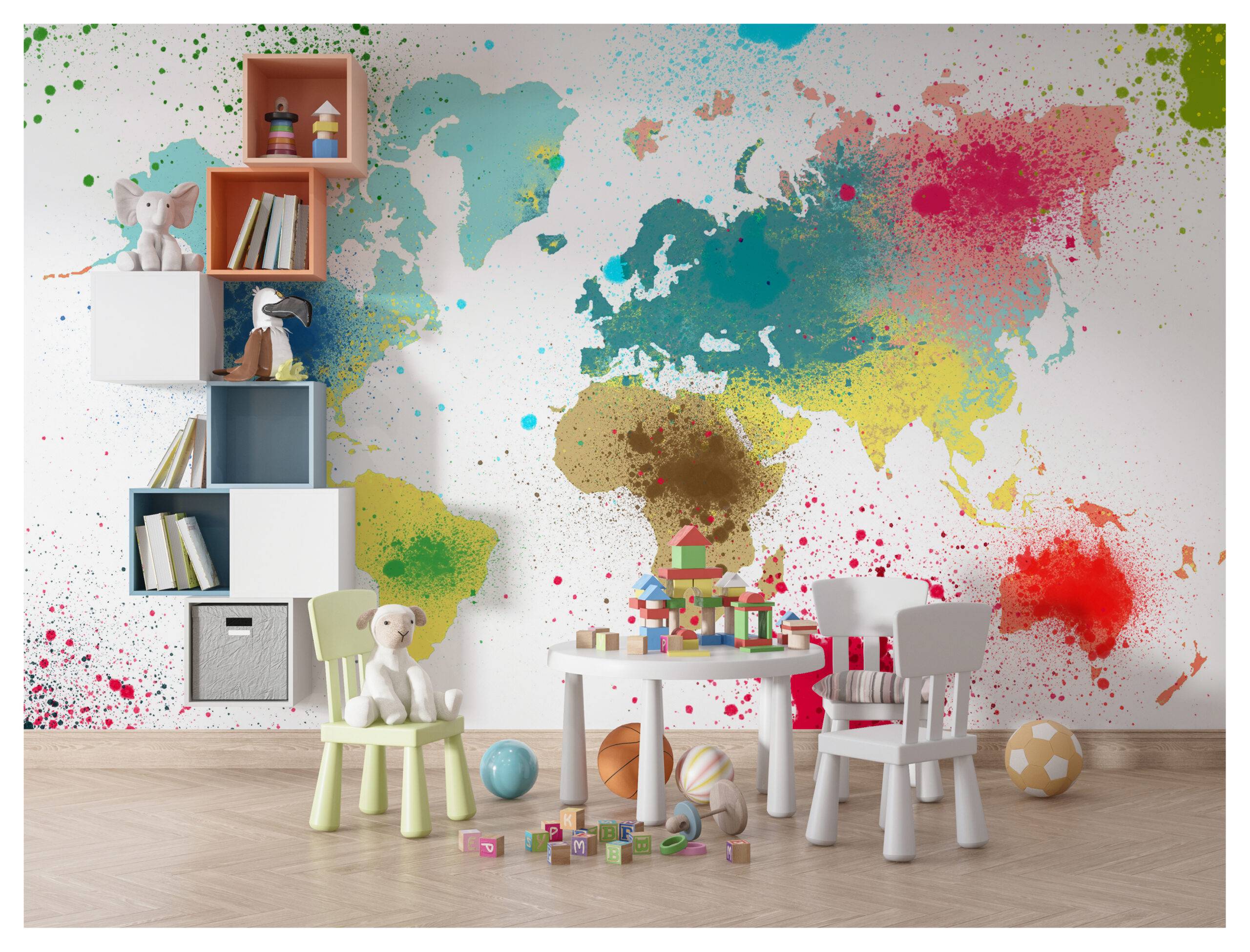World Map Designed Wallcovering Wallpaper