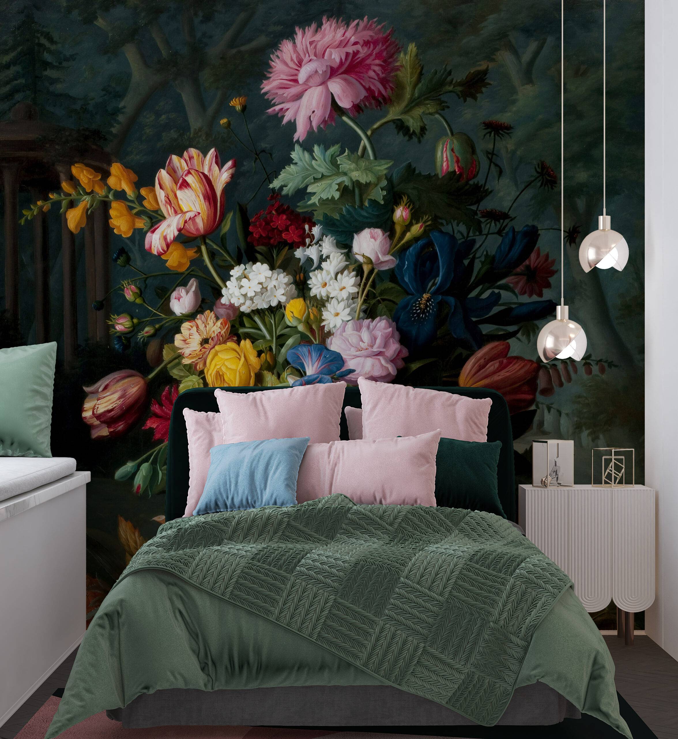 Colorful Flowers and Fruits Self adhesive wallpaper