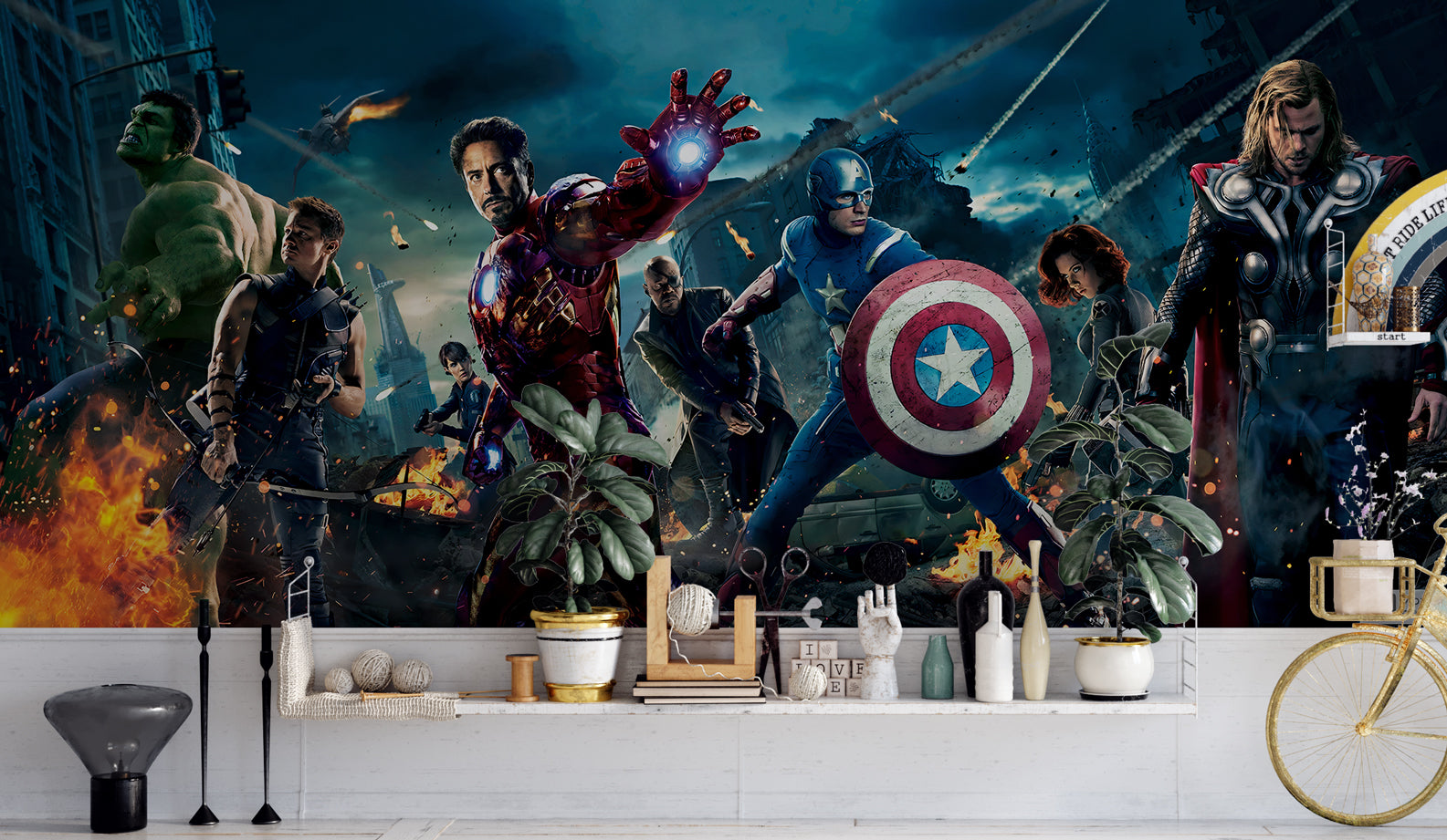 Avengers Iron Man and Captain America Peel and Stick wallpaper