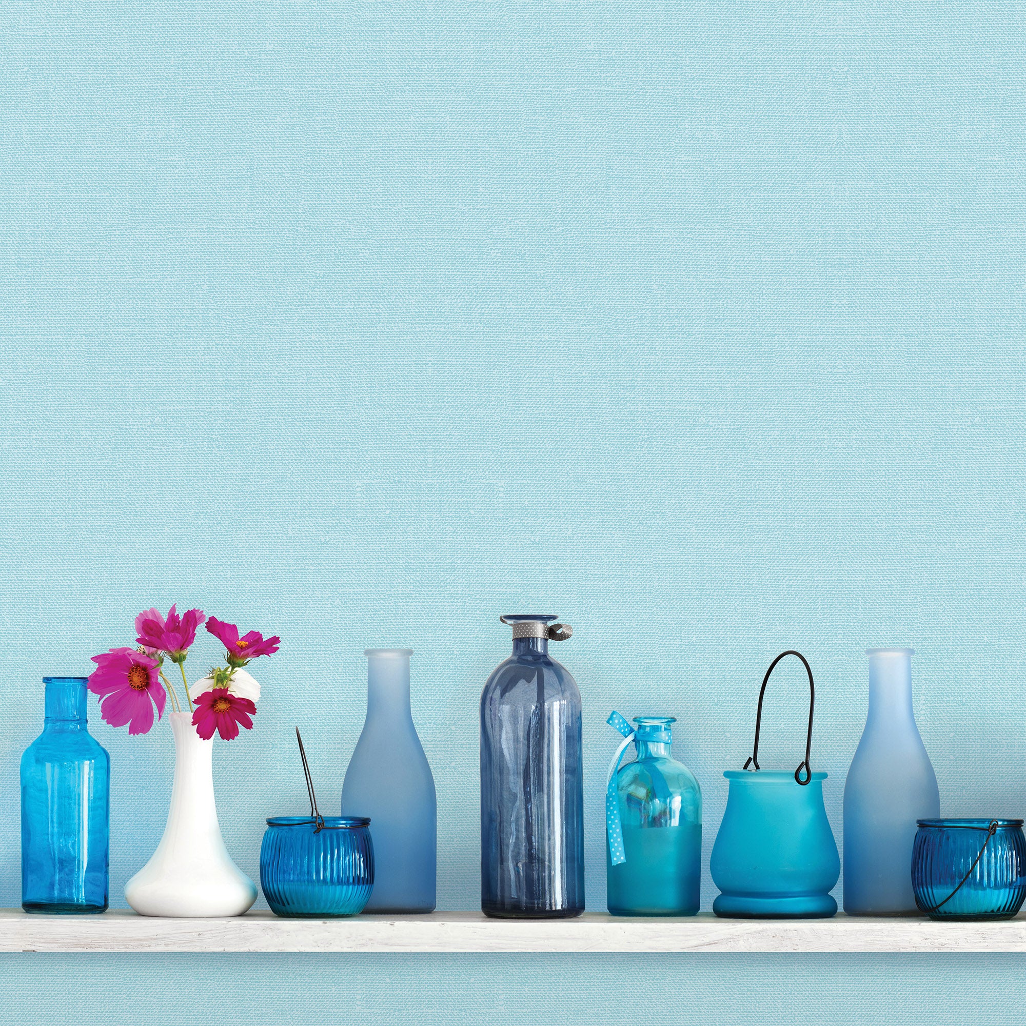 Canvas Sky Blue Self Adhesive Wallpaper Interior Sheet