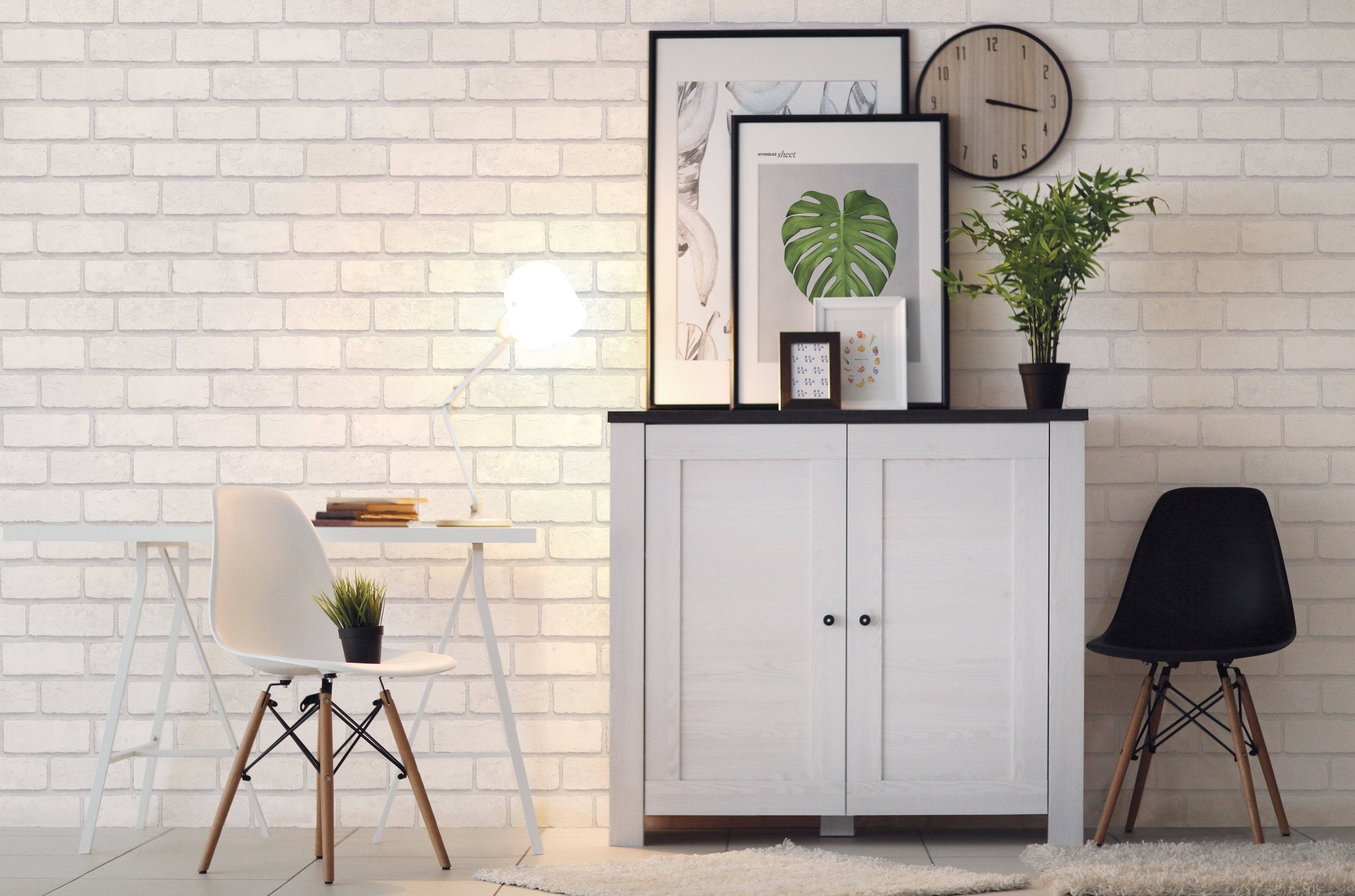 White Rustic Brick Self Adhesive Wallpaper Interior Sheet