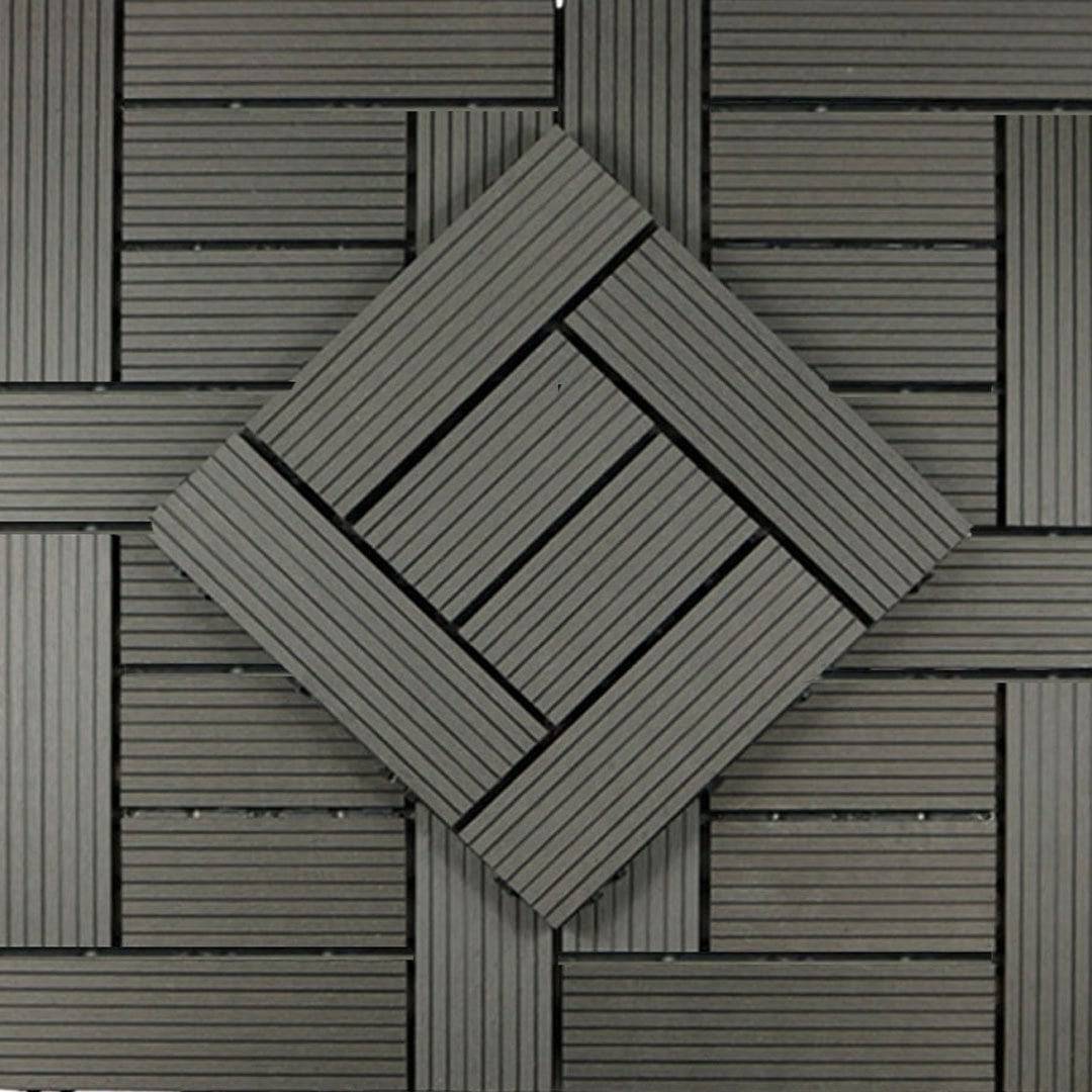 Darkgrey Groove Crosshatch Composite Decking Tiles